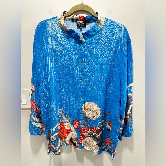 Citron | Tops | Citron Santa Monica Ocean Print Blouse | Poshmark